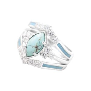 elegant rings turquoise ring for women 3-in-1 simulated diamond cz engagement bohemian jewelry (a, 6), stainless steel,rose gold,white,turquoise,purple