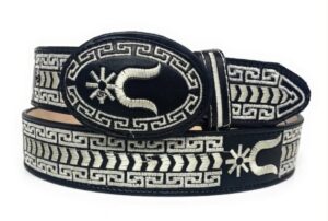 men's black western embroidered charro belt, cinto charro vaquero bordado (44)