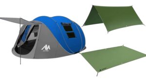 tent footprint + pop up tent, 6 person camping tent & large waterproof tent ground cloth for camping hiking picnic