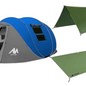 Tent Footprint + Pop Up Tent, 6 Person Camping Tent & Large Waterproof Tent Ground Cloth for Camping Hiking Picnic