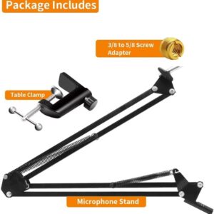 SM7B and MV7 Boom Arm, Heavy Duty Mic Arm Desk Mount Adjustable Suspension Mic Stand Compatible with Shure SM7B and Shure MV7 Vocal Dynamic Microphone