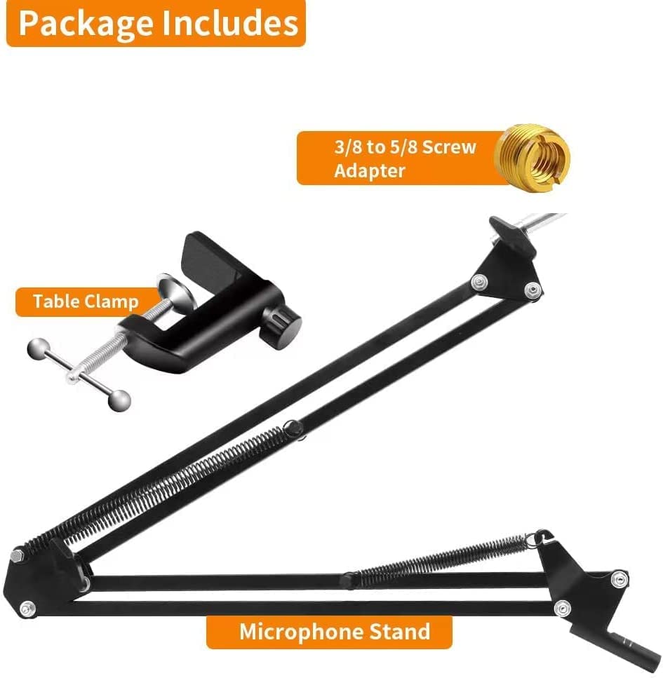 SM7B and MV7 Boom Arm, Heavy Duty Mic Arm Desk Mount Adjustable Suspension Mic Stand Compatible with Shure SM7B and Shure MV7 Vocal Dynamic Microphone