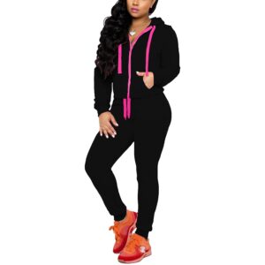 nimsruc two piece outfits for women jogging suits long sleeve casual tracksuit sweatsuit pants sets black xxl