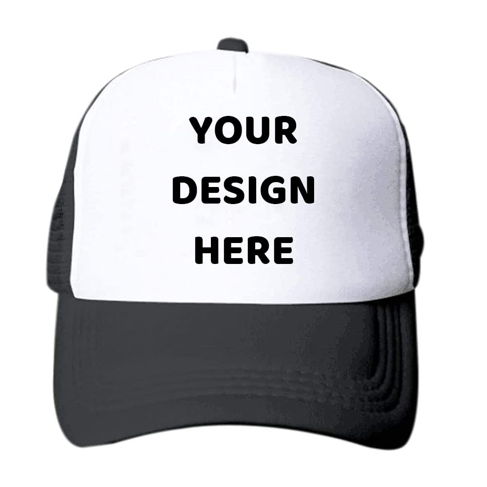 Customized Personalized Design Your Logo Unisex Trucker Hat Custom Mesh Baseball Cap Black