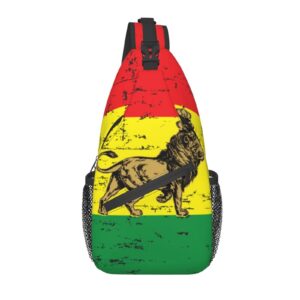 amrandom rasta lion flag sling backpack multipurpose crossbody shoulder bag travel hiking daypack