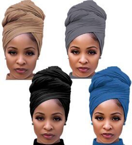 harewom 4pcs turban head wraps for black women african hair wraps stretchy headwraps head scarf for women with braids