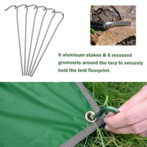 Tent Footprint + Pop Up Tent, 6 Person Camping Tent & Large Waterproof Tent Ground Cloth for Camping Hiking Picnic