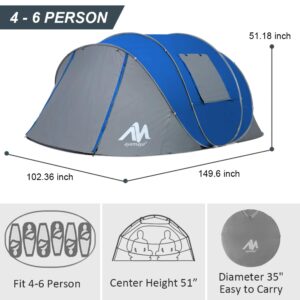 Tent Footprint + Pop Up Tent, 6 Person Camping Tent & Large Waterproof Tent Ground Cloth for Camping Hiking Picnic