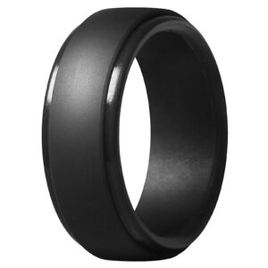 men women silicone ring step edge rubber rings wedding band - soft & flexible durable size 7-13 (black, 8), stainless steel,rose gold,white,purple