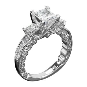 cushion cut simulated diamond ring for women zircon ring engagement wedding band cz (silver, 11)