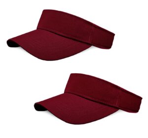 2 pieces of burgundy sun visor hats adjustable sport visors cap visors for women and men (one size)