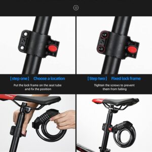 szhdxsy Bike Lock Cable, 4 Feet High Security 5 Digit Resettable Combination Coiling Bike Cable Lock, Anti Theft Bicycle Cable Locks with Mounting Bracket, 1/2 Inch Diameter