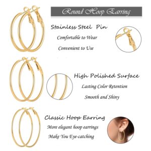 8 Pairs Stainless Steel Gold Hoop Earrings Huggie Cuff Earrings Sets for Multiple Piercing Hoops and Studs Earrings Set Cartilage Small CZ Earrings Ball Earrings Set for Women