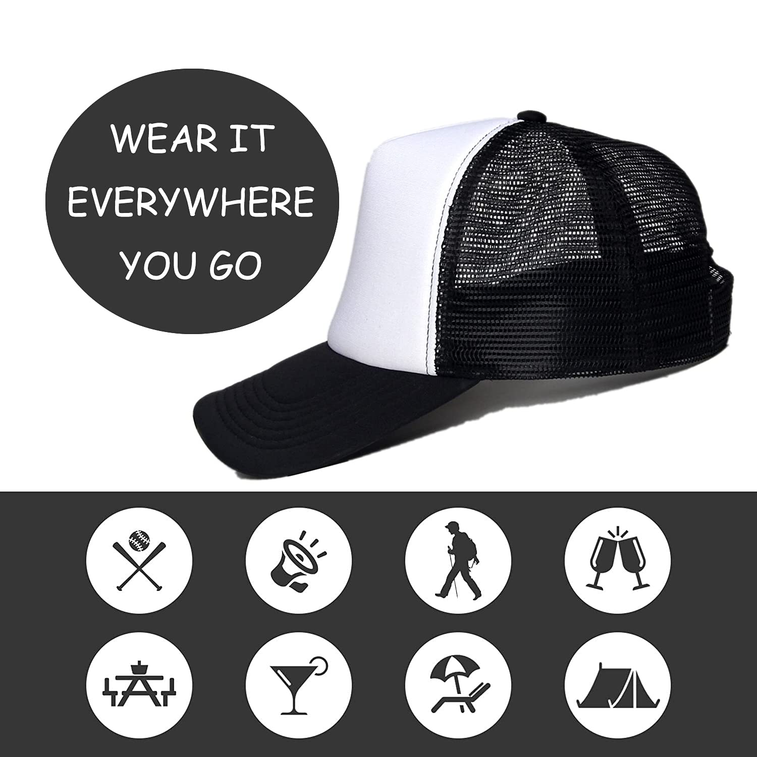 Customized Personalized Design Your Logo Unisex Trucker Hat Custom Mesh Baseball Cap Black