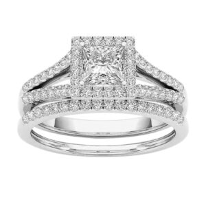 women's square simulated diamond ring engagement ring zircon wedding band cz statement rings (silver, 9)