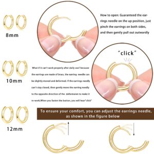 8 Pairs Stainless Steel Gold Hoop Earrings Huggie Cuff Earrings Sets for Multiple Piercing Hoops and Studs Earrings Set Cartilage Small CZ Earrings Ball Earrings Set for Women