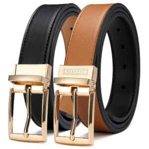 reversible belt for women, cr 1.25" womens leather belt for jeans pants - 2 styles in one belt