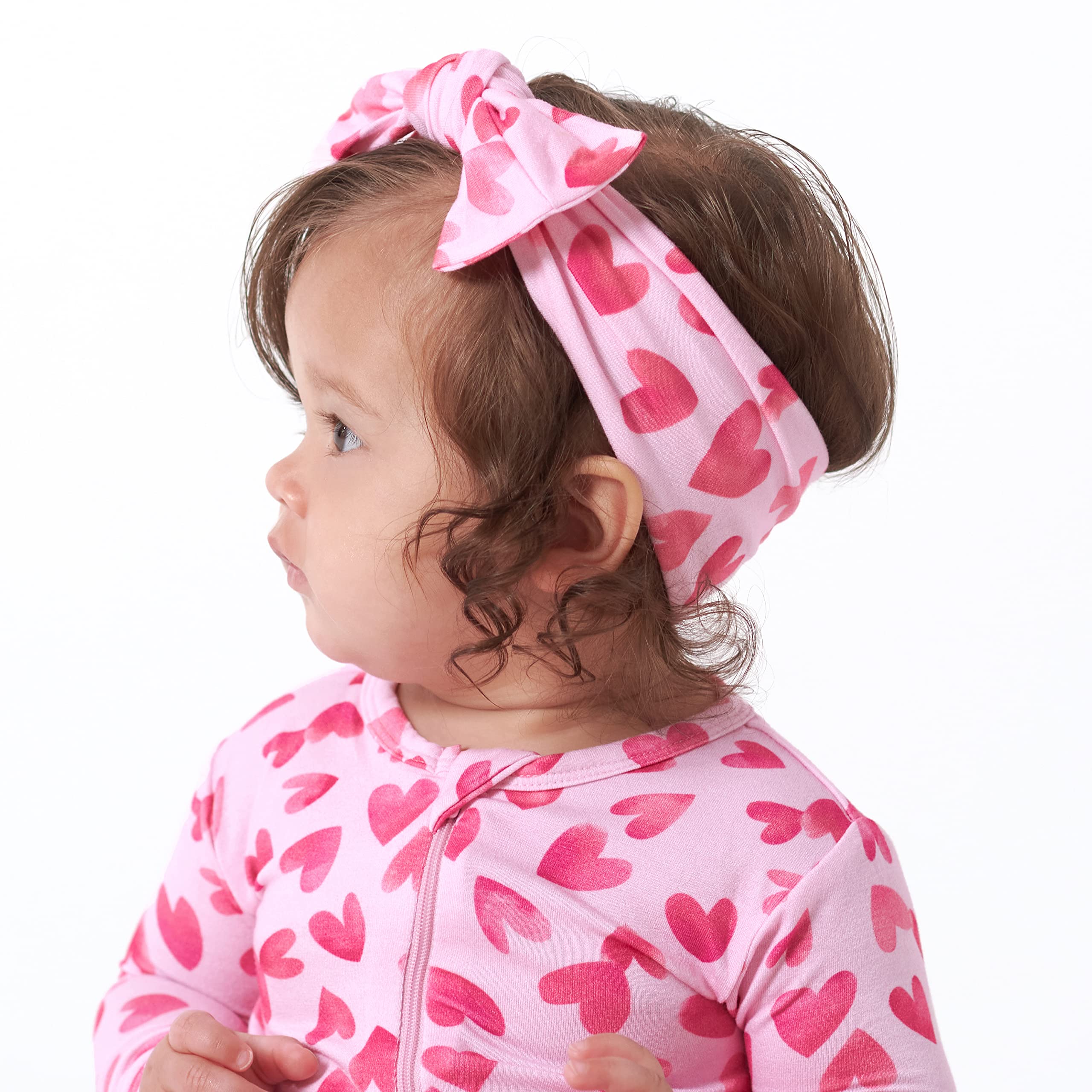 Gerber Baby Girls and Boys Buttery Soft Headband with Bow with Viscose Made from Eucalyptus, Heart Felt, One Size