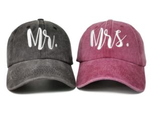 enodtter mr and mrs hats, hubby wifey embroidered bride groom matching baseball caps, newlywed honeymoon and wedding gift for couples, bridal gift