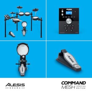 Alesis Drums Command Mesh SE Kit - Electric Drum Set with Quiet Dual Zone Mesh Pads, USB MIDI Connectivity and 600+ Electronic & Acoustic Drum Sounds