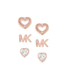 michael kors mkjx7797791 rose gold tone brass stud women's earrings set