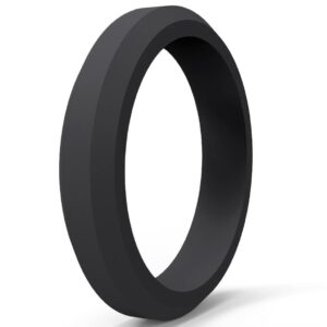 4mm matte black brushed silicone ciassical simple plain stackable wedding band ring (black, 10)