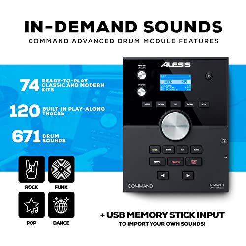 Alesis Drums Command Mesh SE Kit - Electric Drum Set with Quiet Dual Zone Mesh Pads, USB MIDI Connectivity and 600+ Electronic & Acoustic Drum Sounds