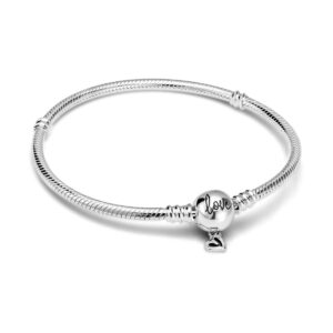 parmuz charm bracelet for woman 925 sterling silver basic heart clasp iconic moments snake chain bracelet gift for men mother