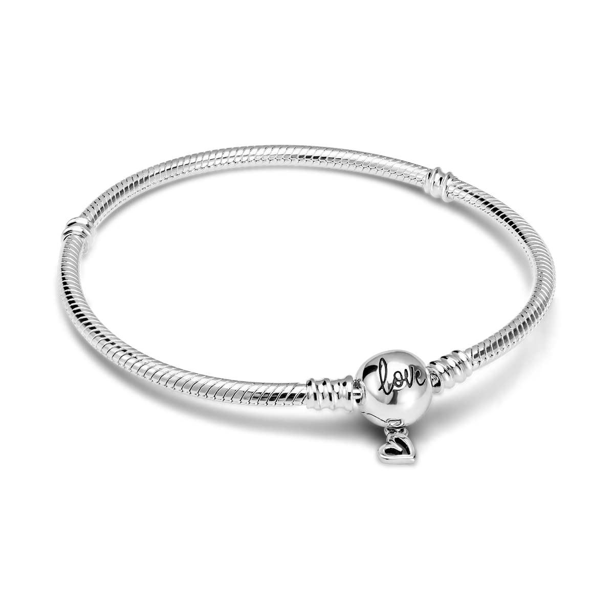 Parmuz Charm Bracelet For Woman 925 Sterling Silver Basic heart clasp Iconic Moments Snake Chain Bracelet Gift for Men Mother