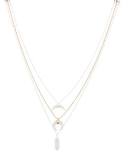 lucky brand tusk and crystal charm layer necklace