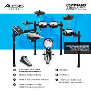 Alesis Drums Command Mesh SE Kit - Electric Drum Set with Quiet Dual Zone Mesh Pads, USB MIDI Connectivity and 600+ Electronic & Acoustic Drum Sounds