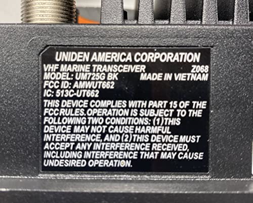 Uniden UM725GBK Marine VHF Radio, All USA, Canada, and Intl. Marine Channels, 1Watt/25Watt Transmit Power, Largest LCD Screen in Class, NOAA Weather Channels w/Alerts, Speaker Mic, GPS Built-in.