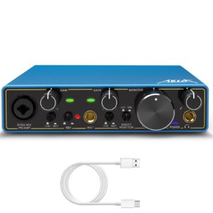 usb audio interface, aklot xrl audio interfaces, for the guitarist, vocalist, podcaster or producer, 24-bit/192 khz high-fidelity, studio quality recording, 2 in 2 out audio interfaces for pc/win/mac