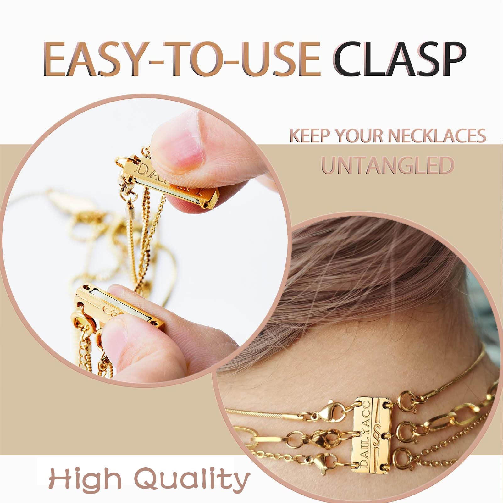 Dailyacc Layering Necklace Clasp,18 K Gold and Silver Separator for Stackable Necklaces