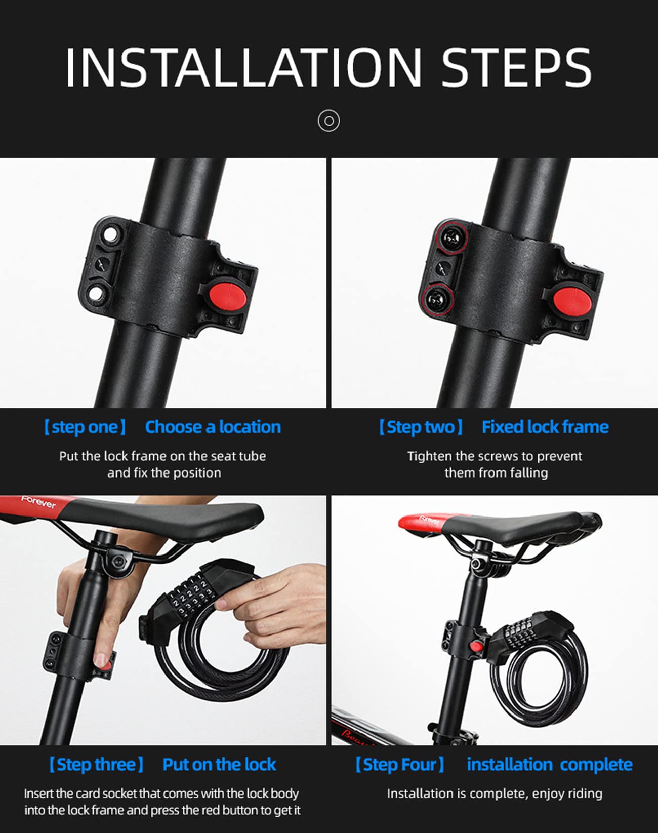 szhdxsy Bike Lock Cable, 4 Feet High Security 5 Digit Resettable Combination Coiling Bike Cable Lock, Anti Theft Bicycle Cable Locks with Mounting Bracket, 1/2 Inch Diameter Brand: szhdxsyyxgs