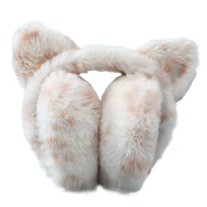 chuangli cute winter earmuffs for kids cat ears ear cover children leopard fur ear muff outdoor ear covers plush ear warmer