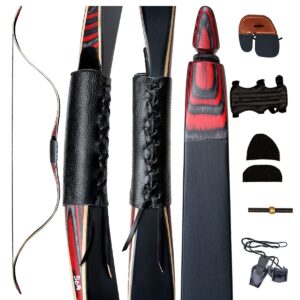 pmz recurve bow set, professional archery hunting bow, 58'' longbow traditional bow kit more ideal for archery enthusiasts and hunters (left hand, 30lbs)