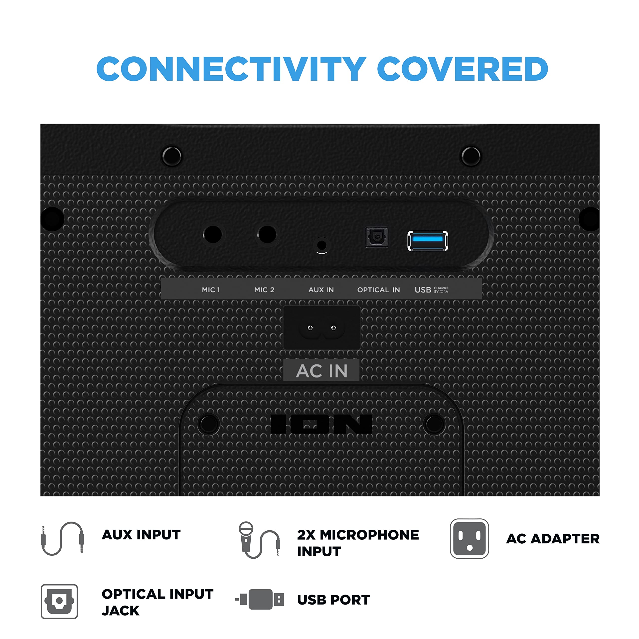 ION Audio ION Rocker Max Portable Bluetooth Karaoke Microphone Lights and Radio for Halloween, Christmas, NYE Party-Powerful 120W Speaker, Black 2