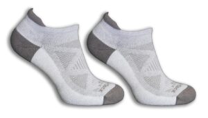 wrightsock unisex run luxe single layer tab socks, titanium, x-large