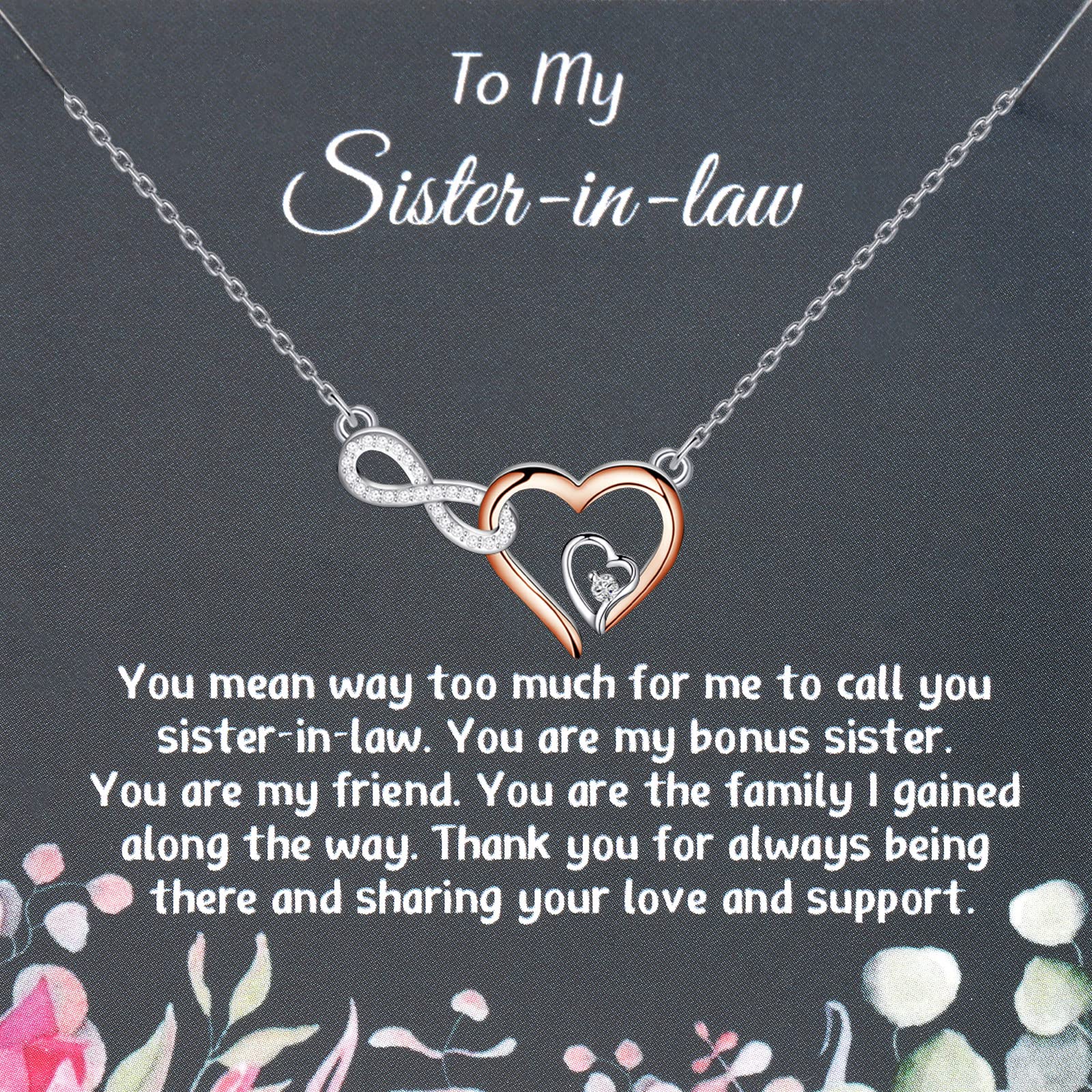 PLITI Sister In Law Necklace Bonus Sister Weeding Gift Sister In Law Appreciation Gift Unbiological Sister Wedding Jewelry (sister in law nec)