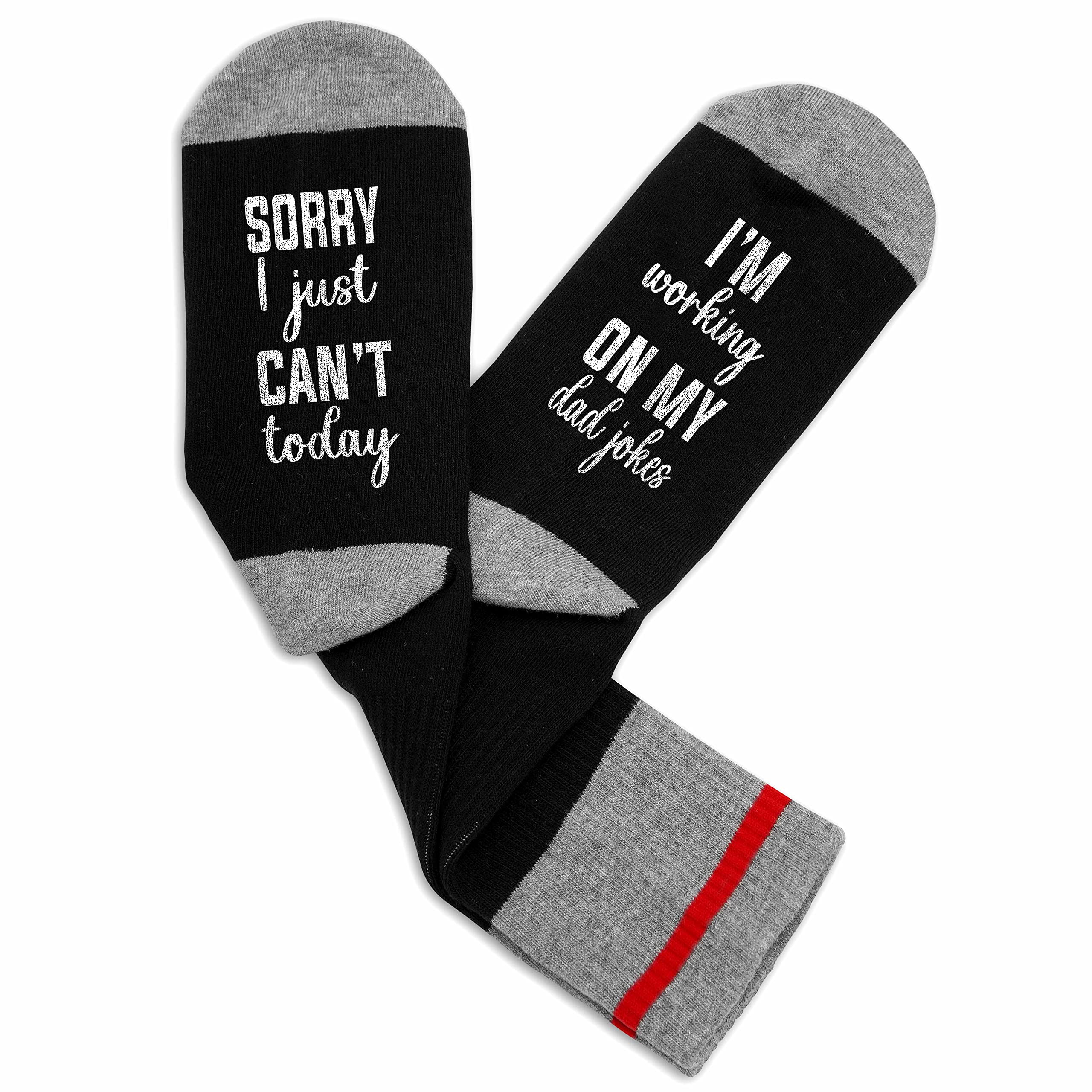 Grace Yonks Sorry I Just Can't Today Socks,Mom Gift Socks,Pregnancy Gift,New Mom Gift,Mom Gift,Pregnancy Gift for Mom to Be,Baby shower. (I'm Working On My Dad Jokes (GY201), Cotton)