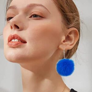 6 Pairs Pom Pom Earrings for Women Faux Fur Ball Fluffy Earrings Colourful Pom Earrings (A:pom pom earrings)