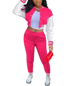 women 2 piece outfits split joint buckle jackets set fall long sleeve sweatsuits set