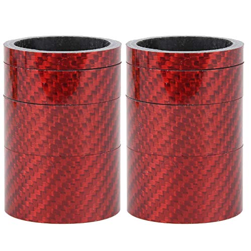 Bike Front Fork Spacer, Edge Headset Stem Washer Fine Texture Carbon Fiber for Road for Outdoor Cycling Activities(Red)