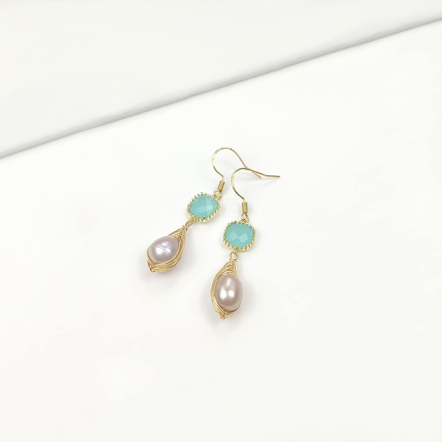 JA.S.JR Pearl Drop Earrings Gold Dangle Earrings Wedding Earrings Jewelry Gift for Women