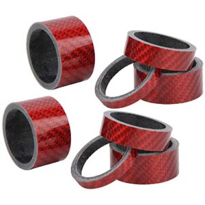 bike front fork spacer, edge headset stem washer fine texture carbon fiber for road for outdoor cycling activities(red)