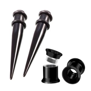 bngukju 1g/7mm,9mm stainless steel screw ear gauges stretching kit tapers plugs piercing stretcher (black 1g/7mm)