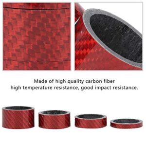 Bike Front Fork Spacer, Edge Headset Stem Washer Fine Texture Carbon Fiber for Road for Outdoor Cycling Activities(Red)