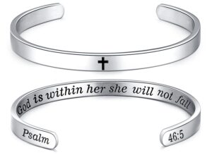 muerdou inspirational cuff bracelet bangle for women christian bible verse bracelet prayer faith religious stainless steel bangle gifts for her 465