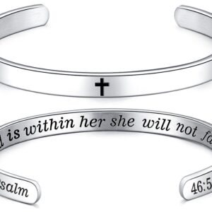 MUERDOU Inspirational Cuff Bracelet Bangle for Women Christian Bible Verse Bracelet Prayer Faith Religious Stainless Steel Bangle Gifts for Her 465